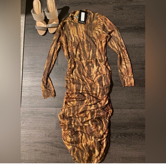 PrettyLittleThing | Dresses | Plt X Molly Mae Maxi Dress Brown Cheetah ...